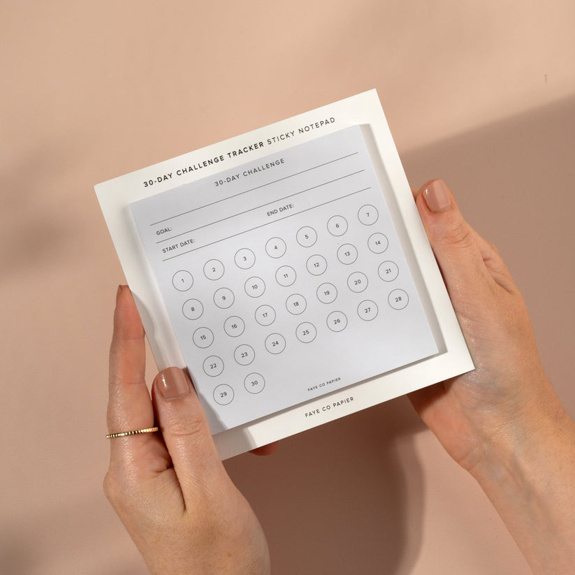 30-Day Challenge Tracker Sticky Notepad | Faye Co Papier